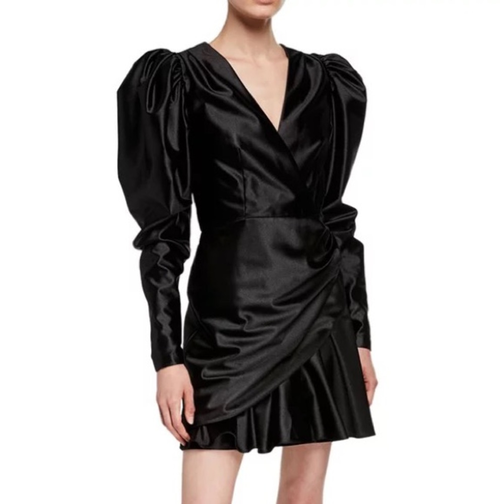 Rotate Birger Christensen Black Puff Sleeve Mini Dress - Gem